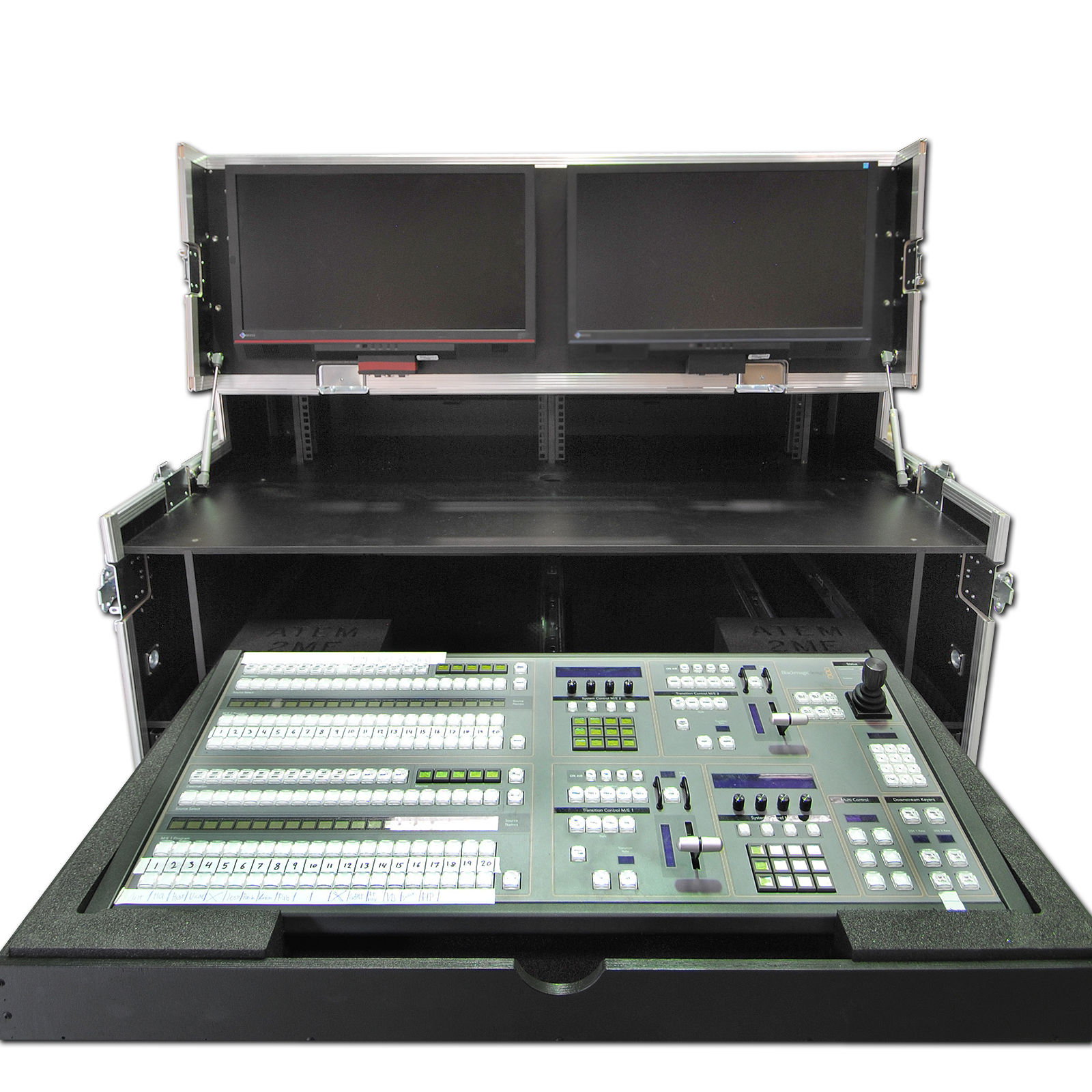 Twin 10u Production Workstation With Pull Out Drawer And TFT Mounting ...