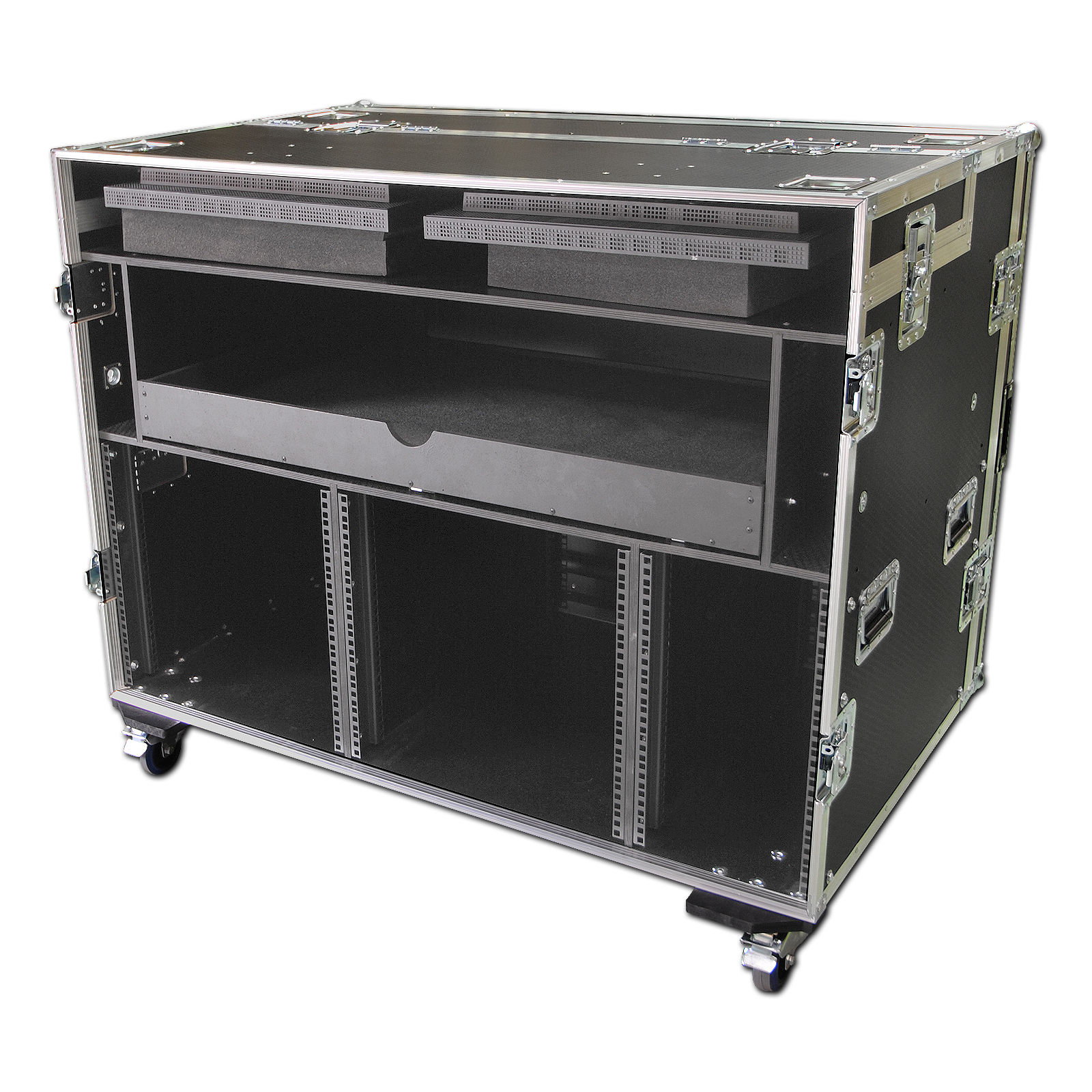 Twin 10u Production Workstation With Pull Out Drawer And TFT Mounting ...