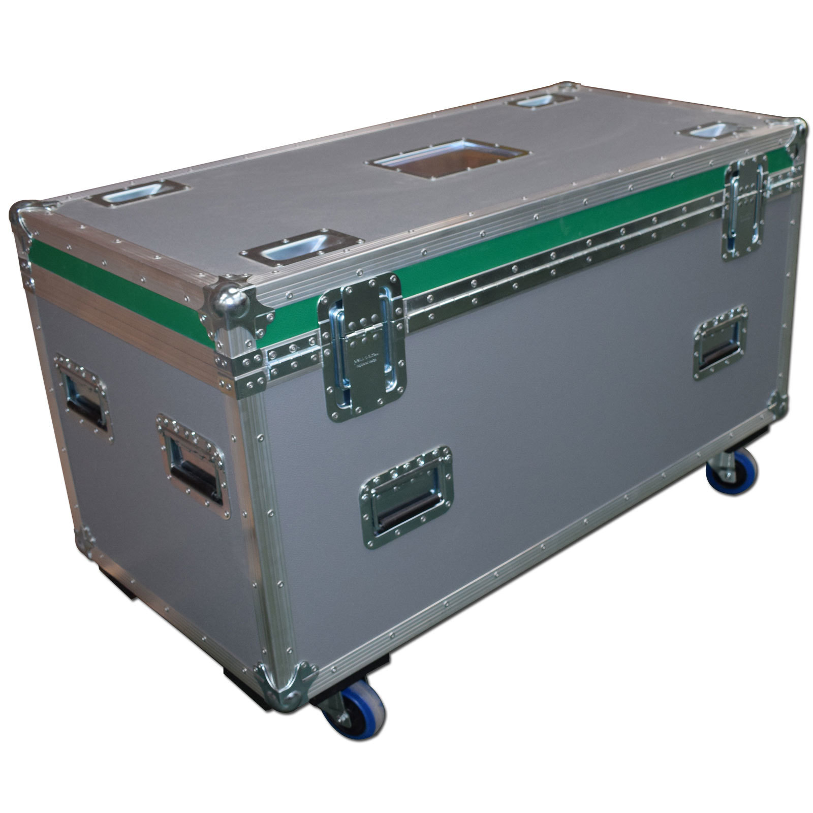 General Purpose Road Trunk Flightcase Grey With Green Trim Lid