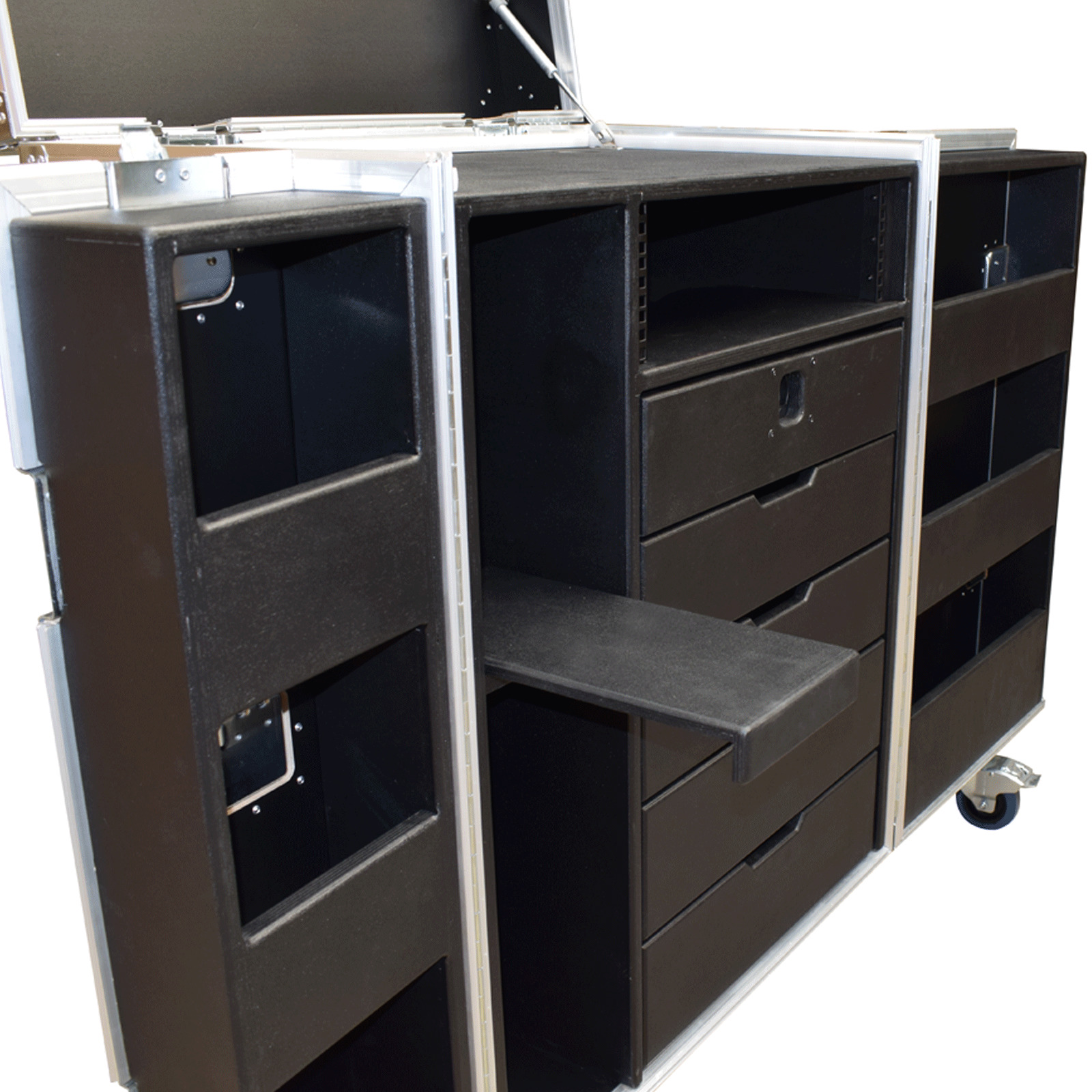 5 Drawer Backline Tool Flightcase With 3u Rack Space And Power