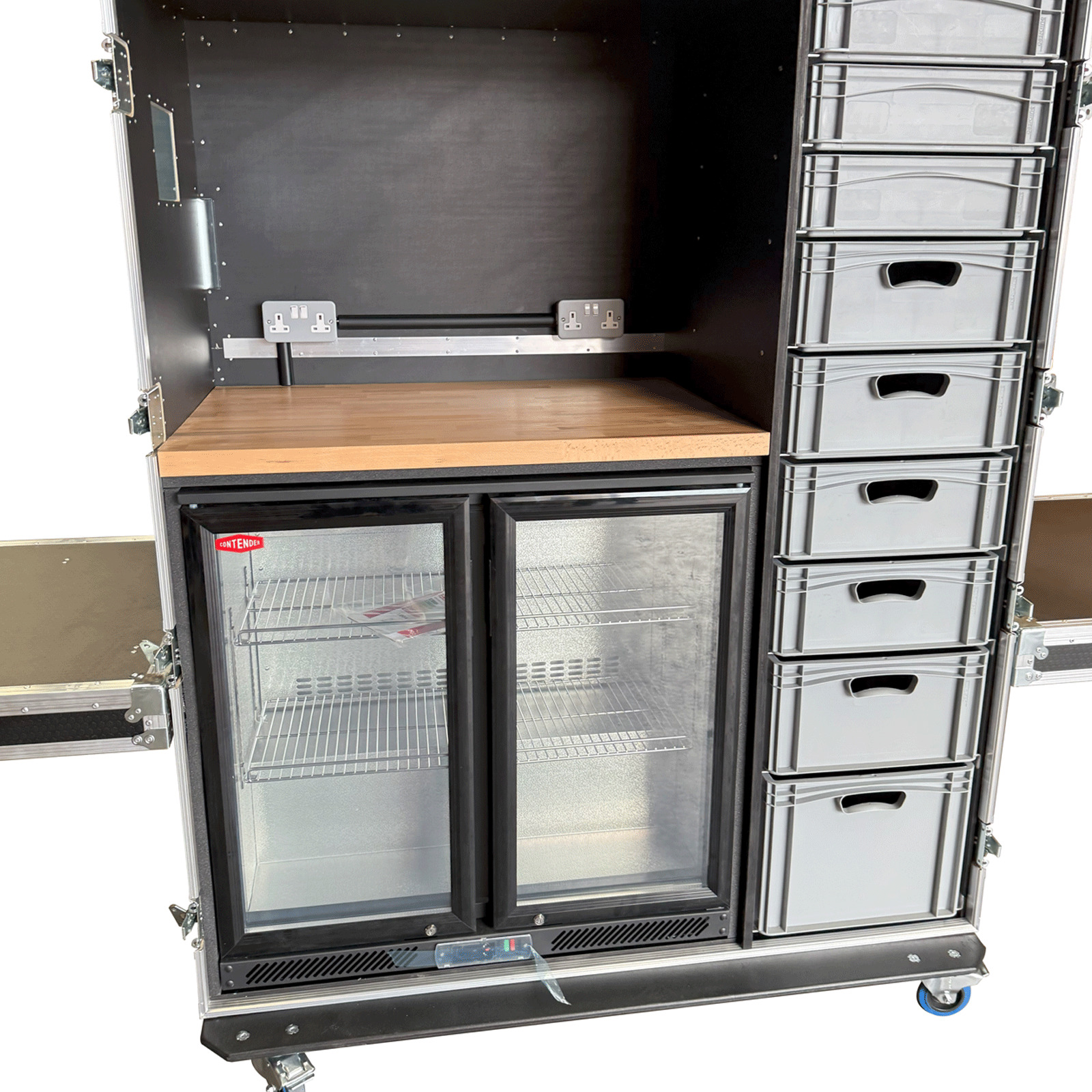 Hospitality Flight Case with Euro Containers and Double Fridge