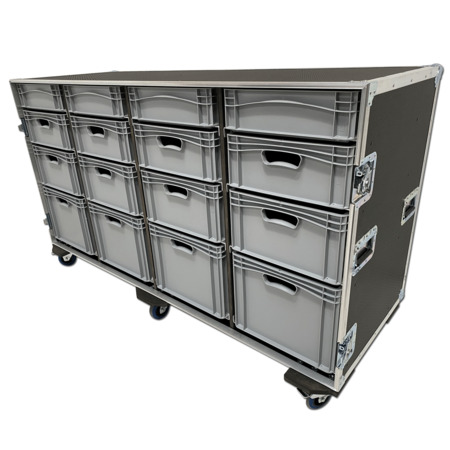 Custom Large Production Flight Case With 16 Trays